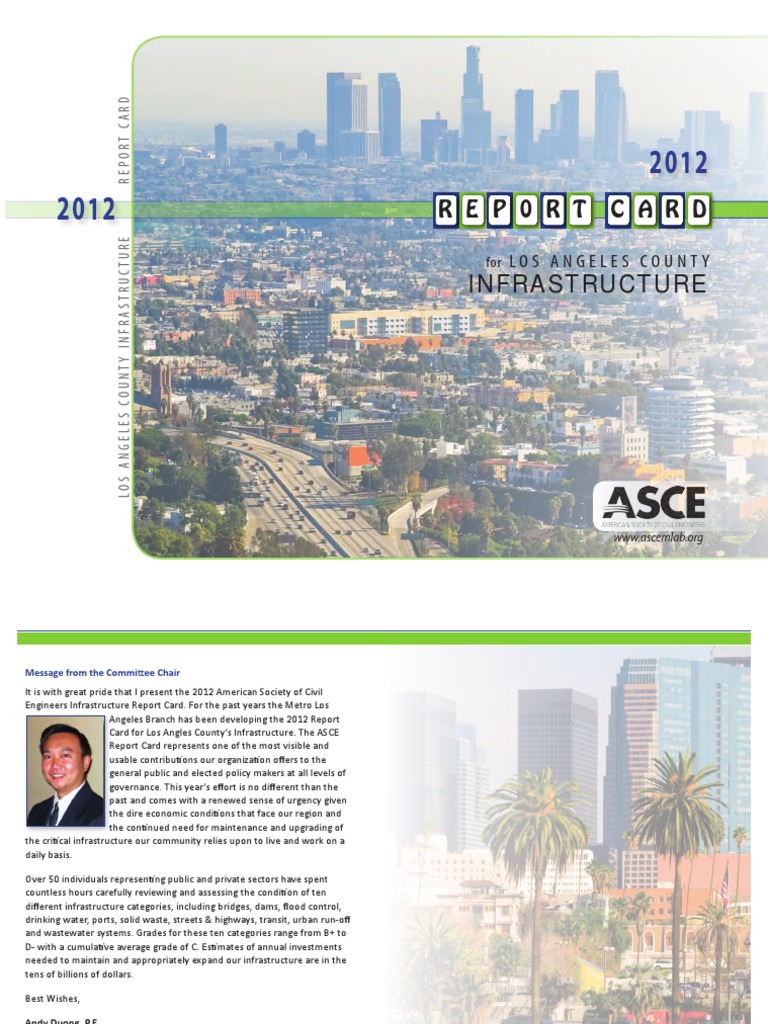 2012 ASCE Los Angeles Infrastructure Report Card | PDF | Infrastructure ...