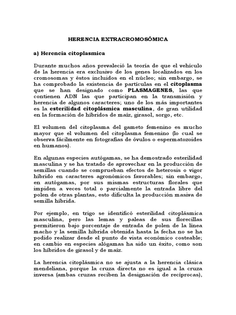 Herencia Extracromosomica y Heredabilidad | PDF | Heredabilidad | Herencia