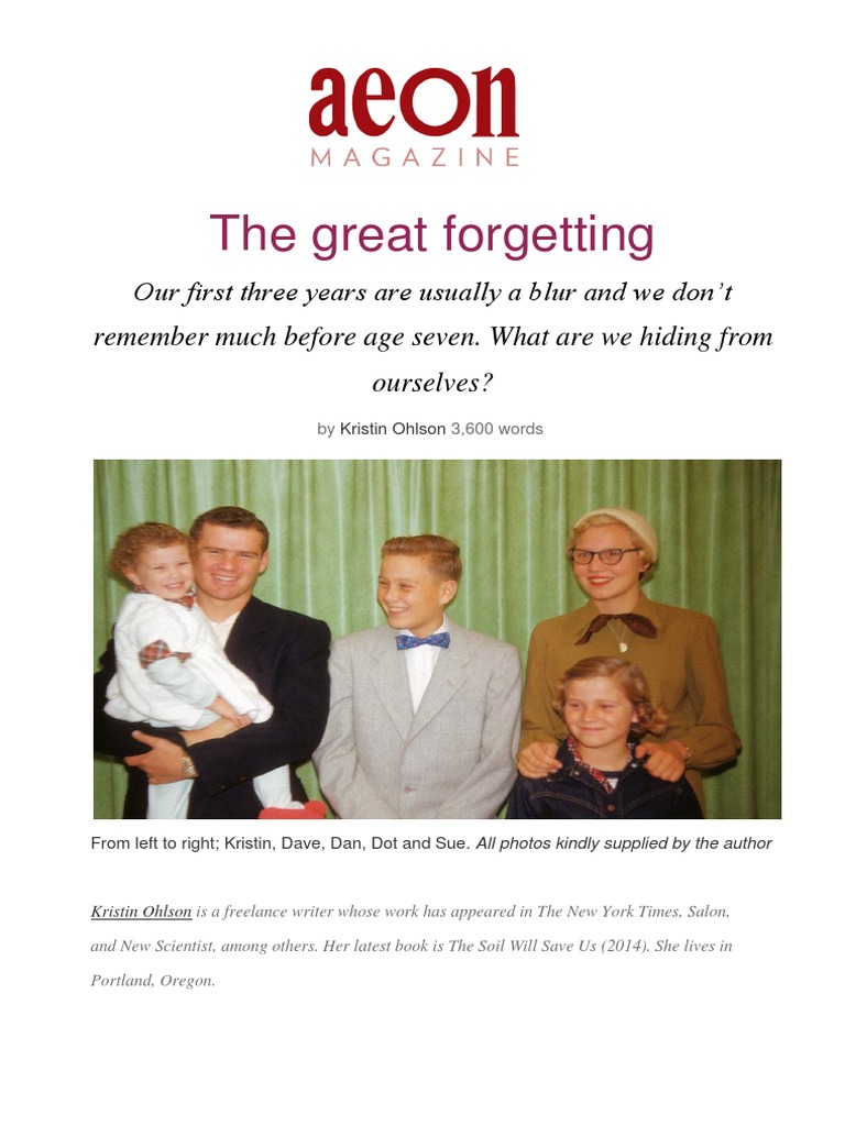 The Great Forgetting | PDF | Memory | Mental Processes