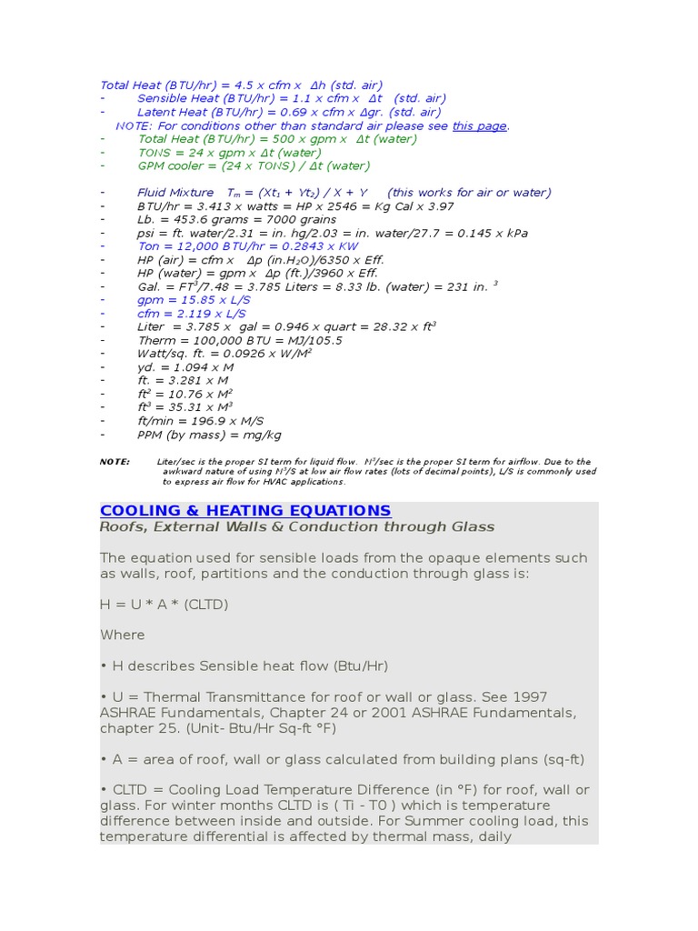 Cooling & Heating Equations | PDF | Heat Transfer | Thermal Conduction
