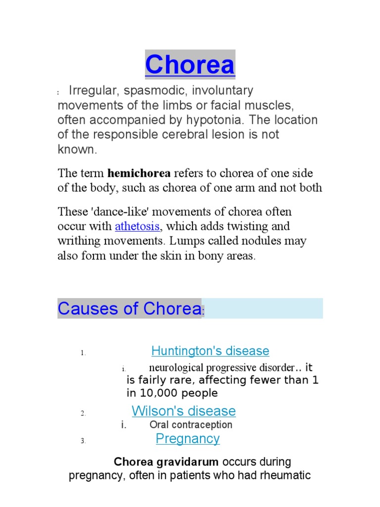 Chorea | PDF | Neurological Disorders | Nervous System