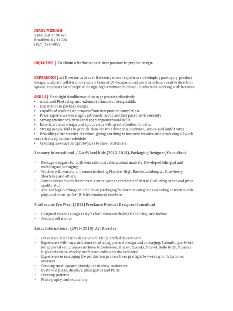 Diane Mizrahi Resume | PDF | Design | Communication