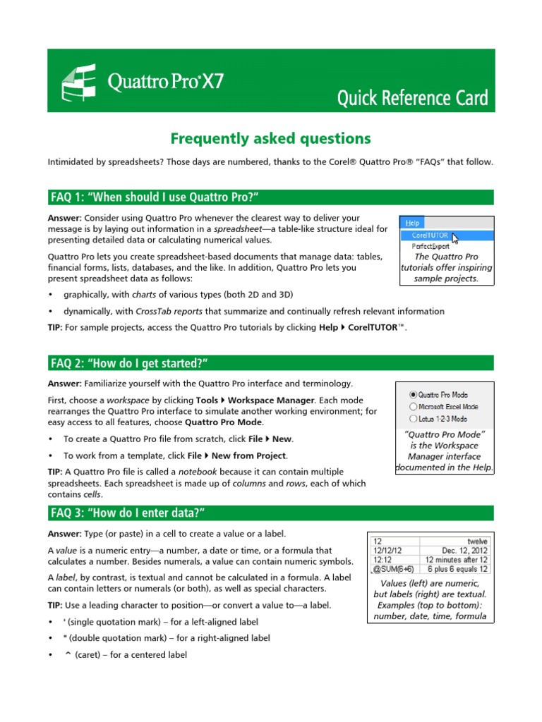 Frequently Asked Questions: FAQ 1: "When Should I Use Quattro Pro ...