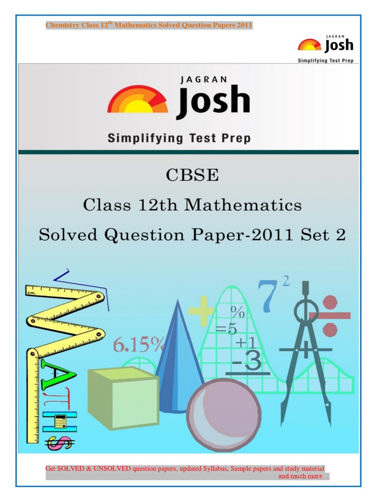 CBSE CBSE Class 12th Mathematics Solved Question Paper 2011 Set II ...