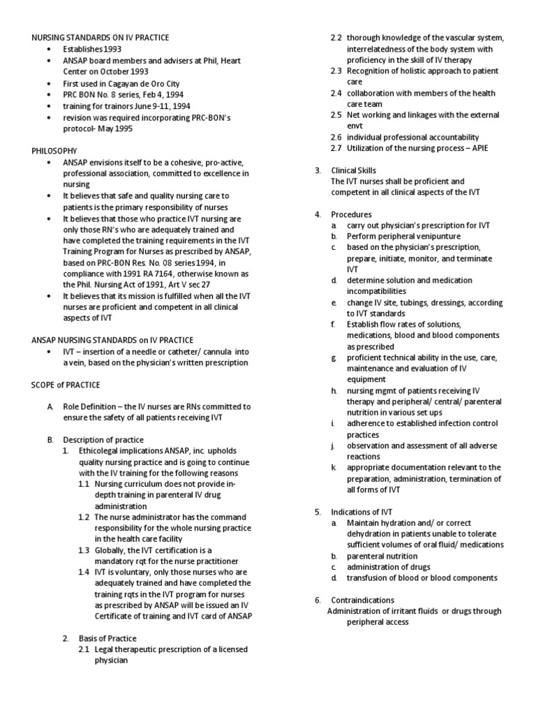 IV Therapy Standards and Practices 2021 | PDF | Intravenous Therapy ...
