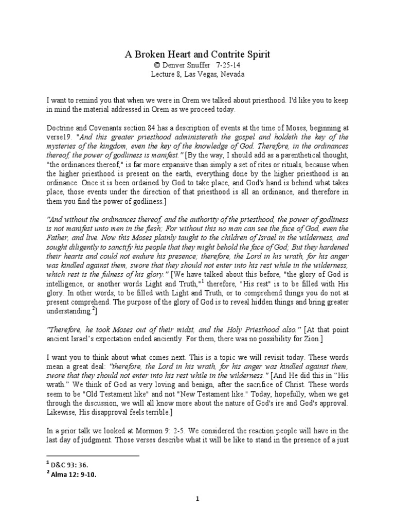 Las Vegas Transcript - A Broken Heart and Contrite Spirit | PDF ...