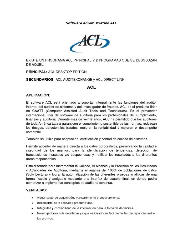 Software ACL para Auditoría Eficiente | PDF | Usuario (informática ...