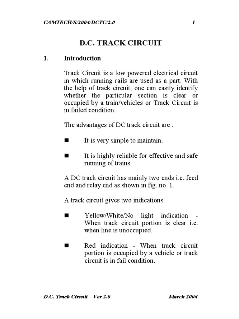 DC Track Circuit Overview and Specifications | PDF | Track (Rail ...
