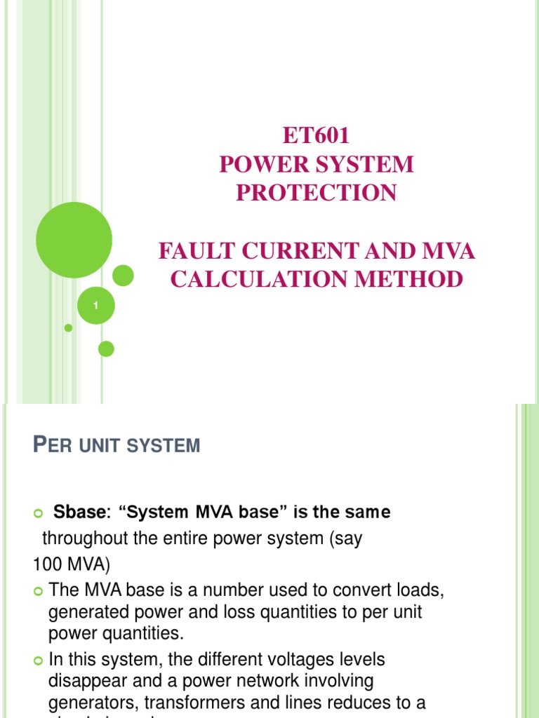 ET601 Power System Protection Fault Current and Mva Calculation Method | PDF