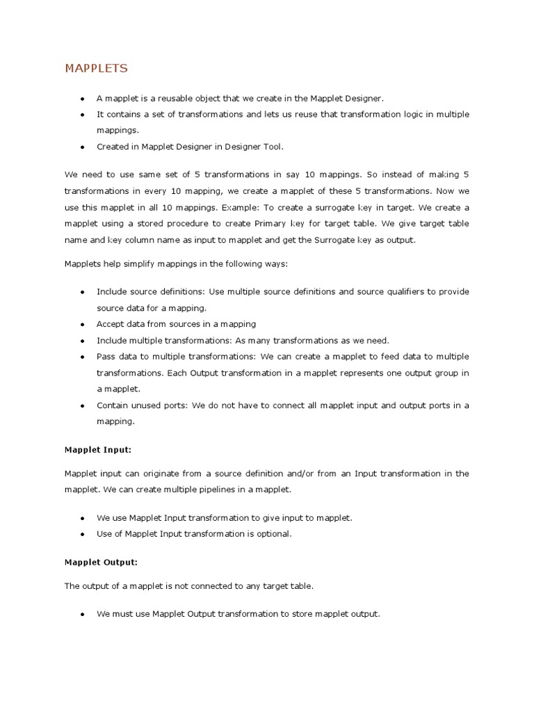 Mapplets: Mapplet Input | PDF | Data | Data Management