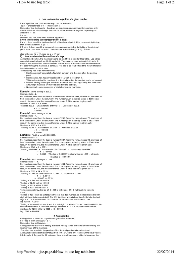 How To Determine Logarithm of A Given Number | PDF | Logarithm ...