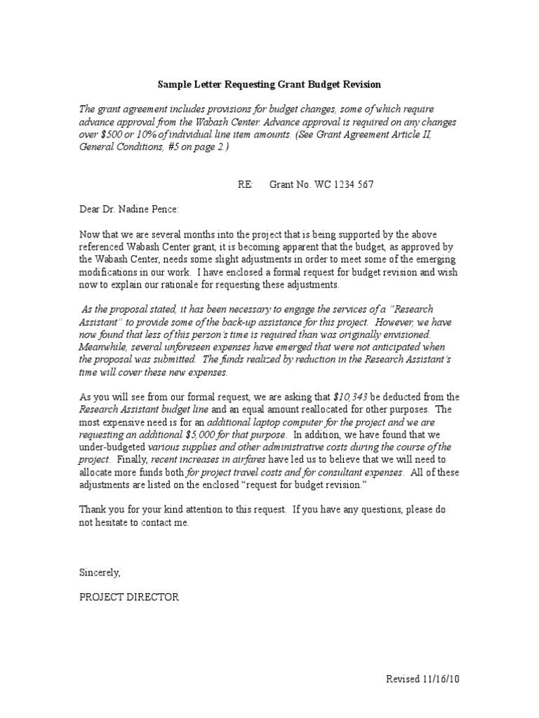 Revised Sample Letter | PDF