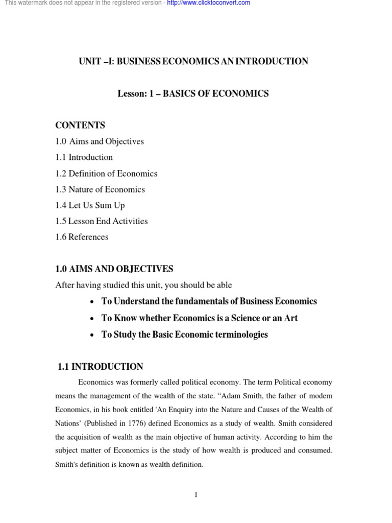 Unit I Business Economics An Introduction Pdf Inductive