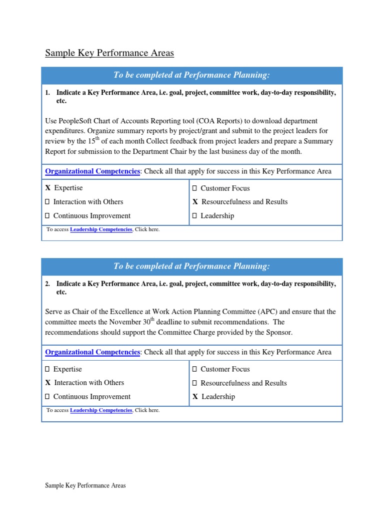 ODT Sample Key Performance Areas | PDF