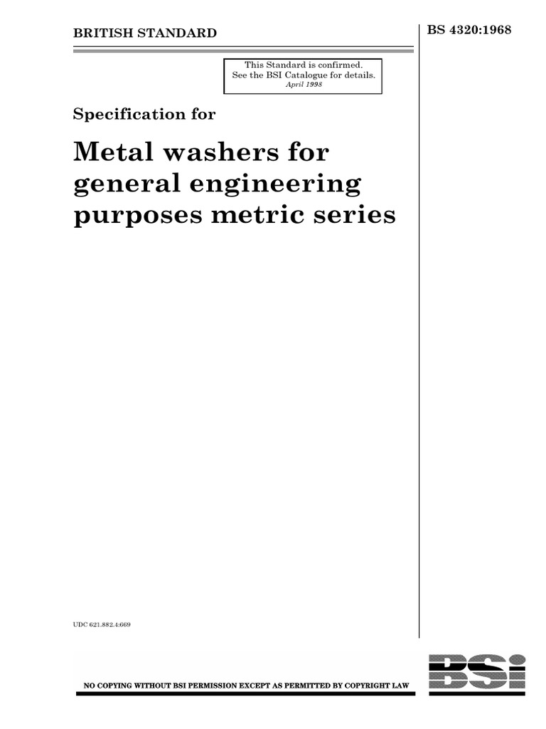 BS 4320 - Brittish Standard Washers | PDF