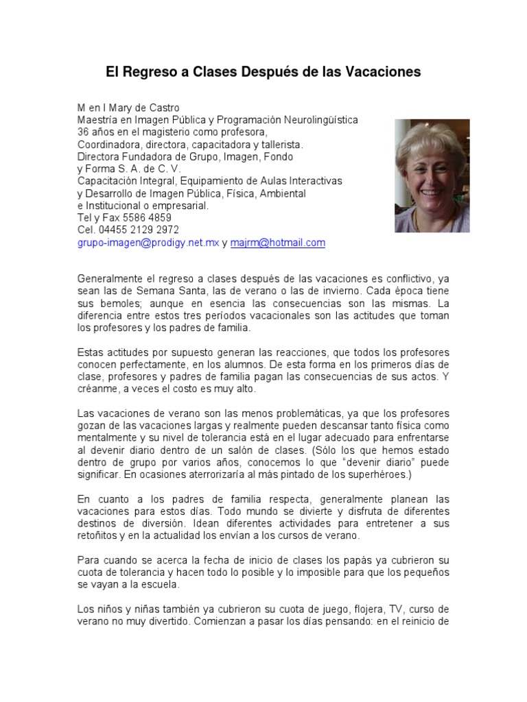 Estrategias para el Regreso a Clases | PDF | Vacaciones | Navidad