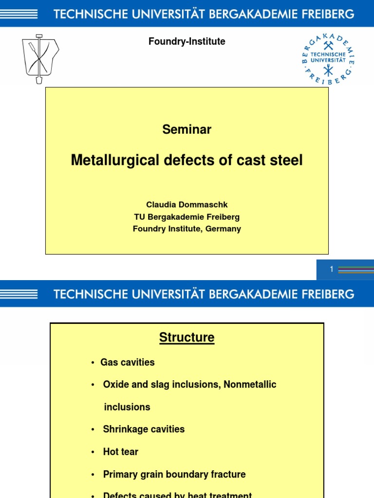 Metallurgical Defects of Cast Steel: Seminar | PDF | Heat Treating ...