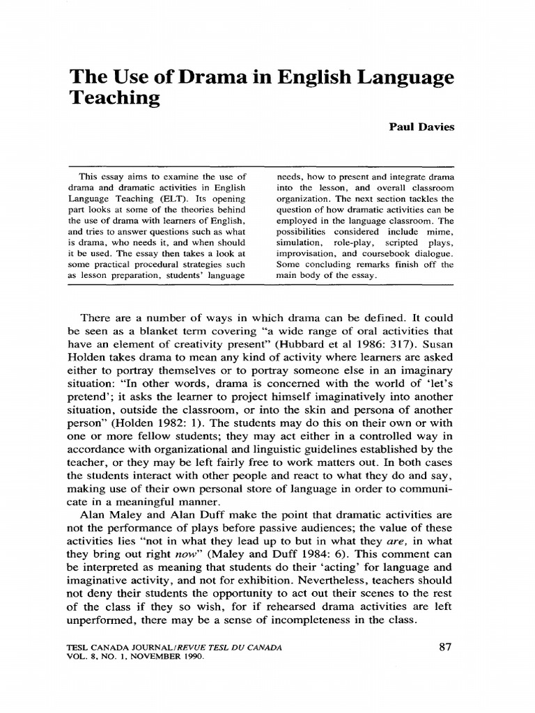 The Use of Drama in English Language Teaching | PDF | Language ...