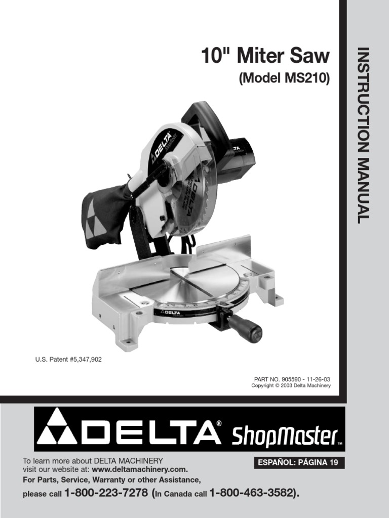 Delta Chopsaw Manual 36-070 | PDF | Electrical Connector | Switch