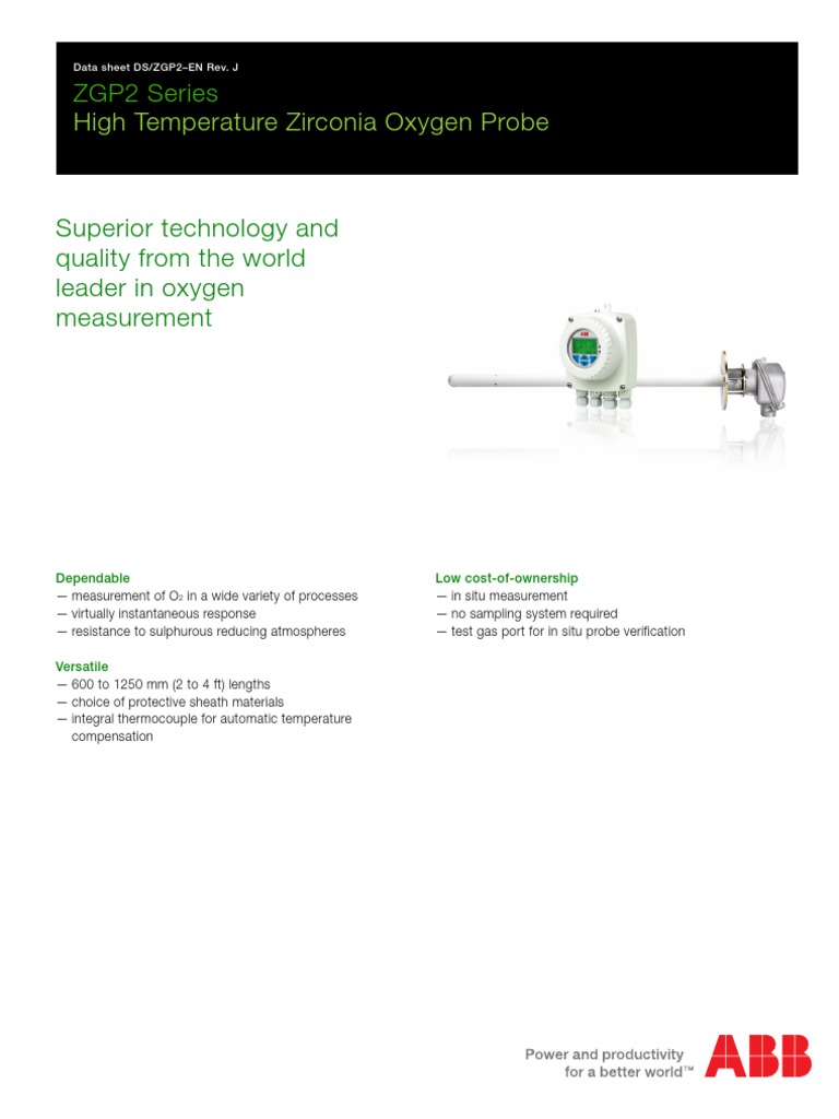 High Temperature Zirconia Oxygen Probe: ZGP2 Series | PDF | Switch ...