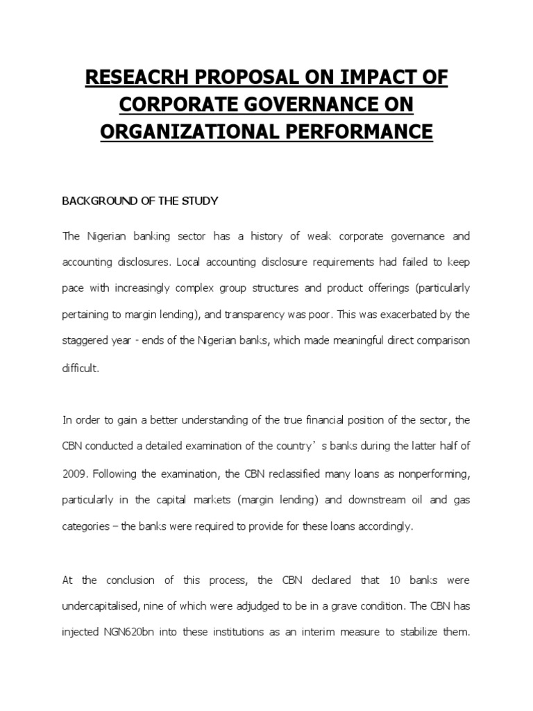 Research Proposal On Corporate Governance | PDF | Corporate Governance ...
