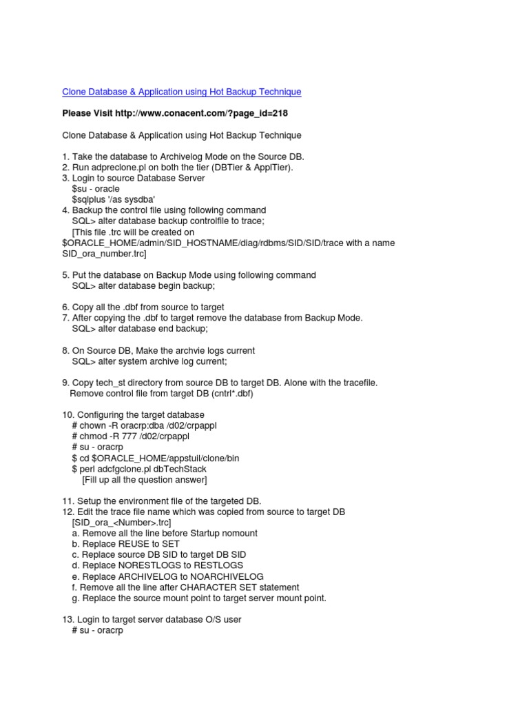 Clone Database & Application Using Hot Backup Technique | PDF | Oracle Database | Databases