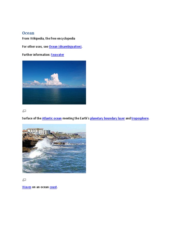Ocean: From Wikipedia, The Free Encyclopedia For Other Uses, See ...