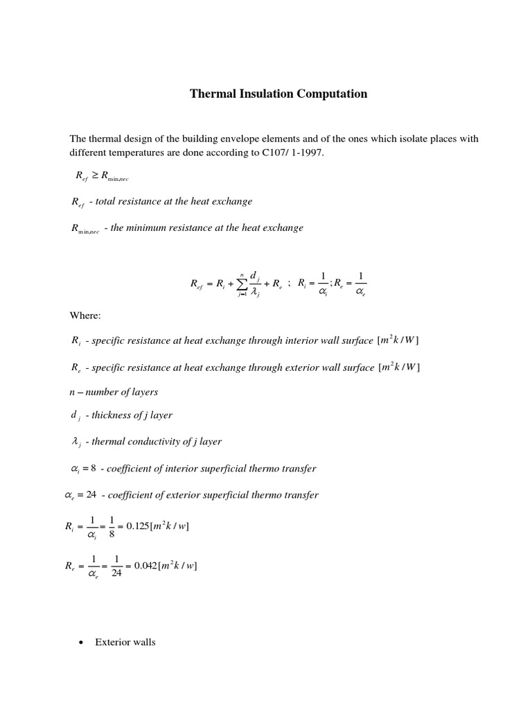 Thermal Insulation Computation and Sweat Calculus for Building Envelope ...
