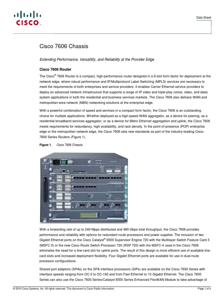Cisco 7606 Chassis: Extending Performance, Versatility, and Reliability at The Provider Edge ...