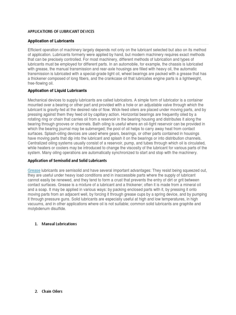 Lubricant Application Methods Explained | PDF | Bearing (Mechanical ...