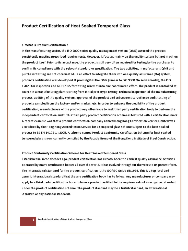 Heat Soaking Glass - Procedures | PDF | Certification | Quality ...