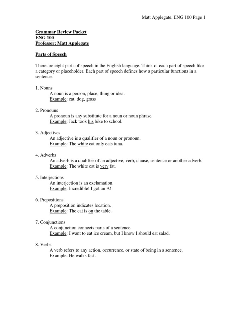 Grammar Review Packet | Download Free PDF | Pronoun | Grammatical Gender