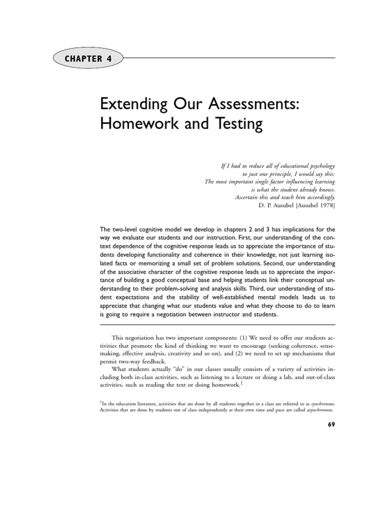 Extending Our Assessments: Homework and Testing | PDF | Test ...