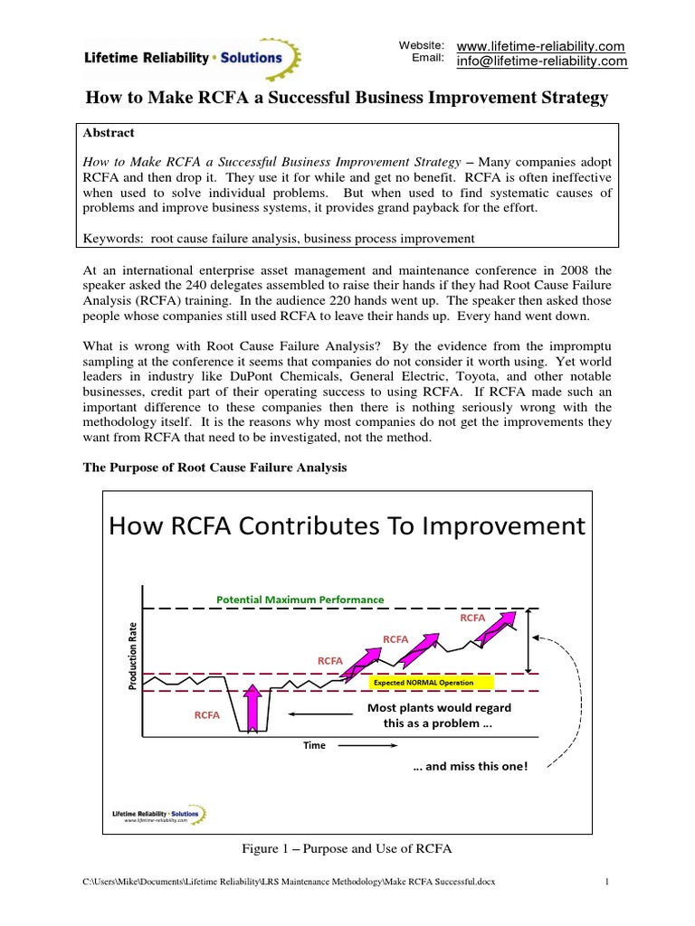 How To Make RCFA A Successful Business Improvement Strategy | PDF ...