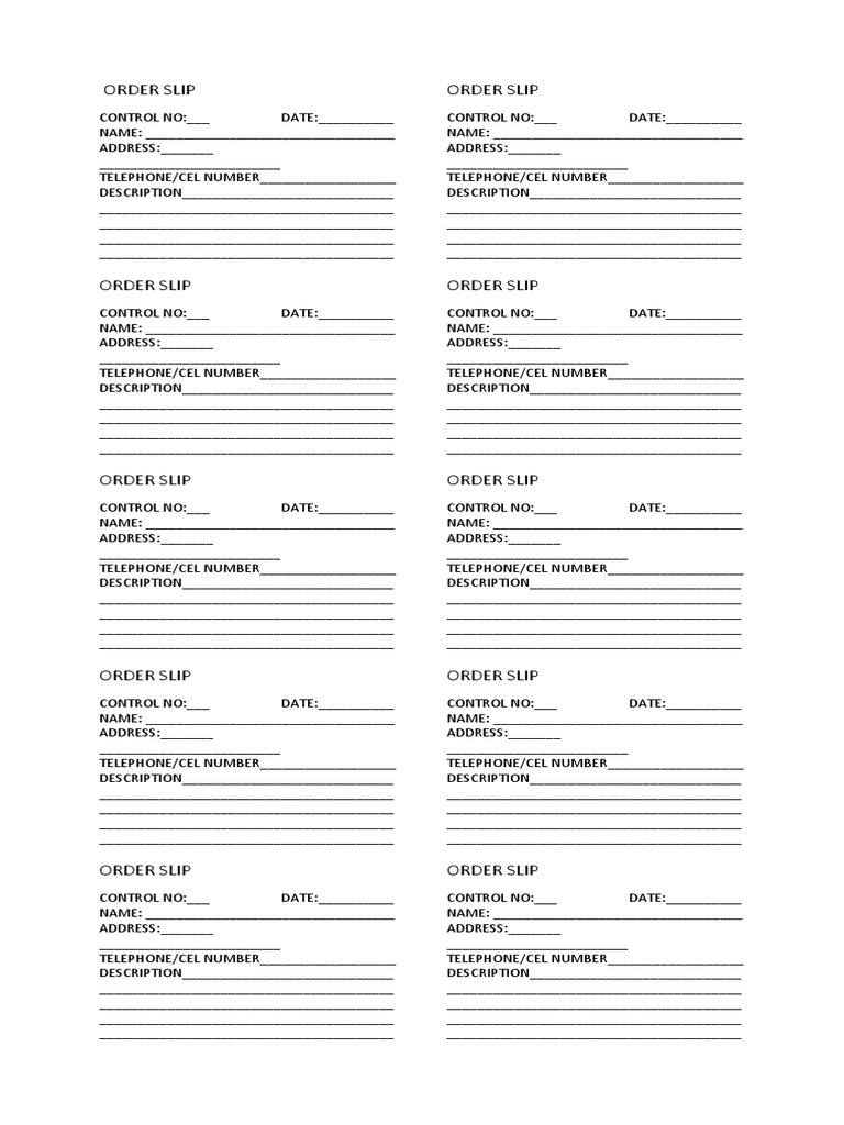 Order Slip Template for Businesses | PDF | Finance & Money Management