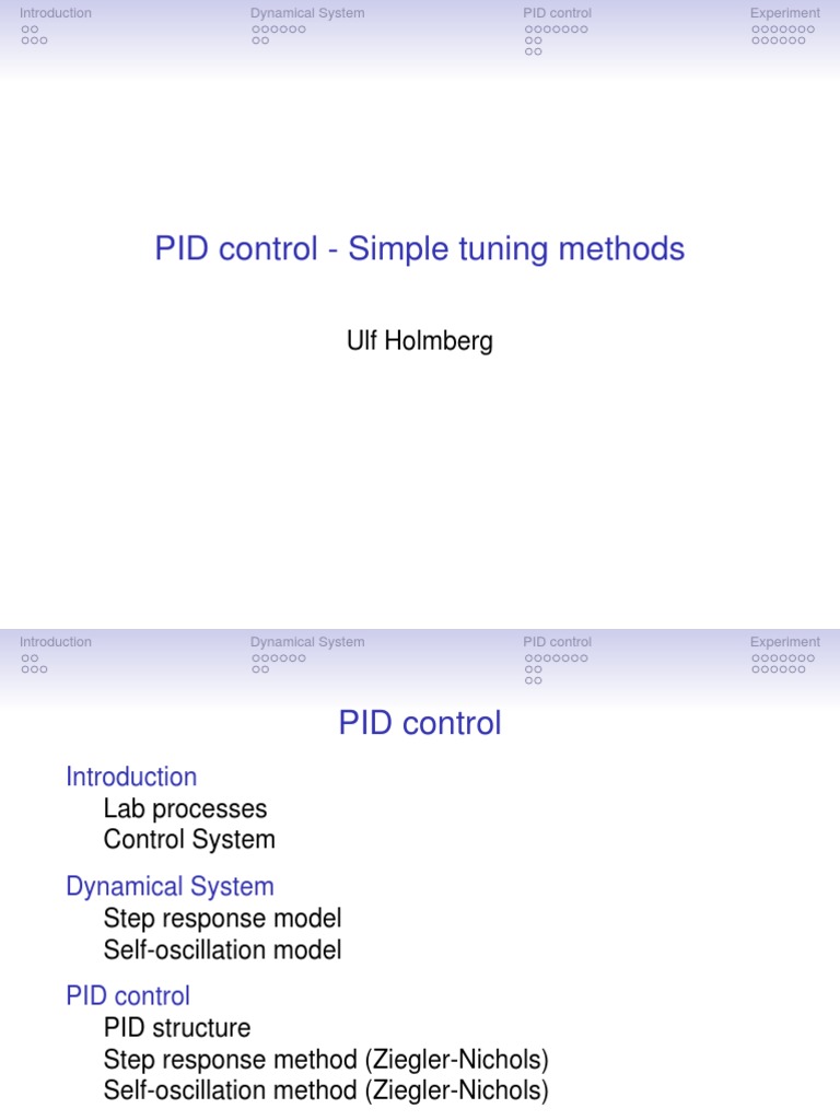 PID Control - Simple Tuning Methods: Ulf Holmberg | PDF | Control ...