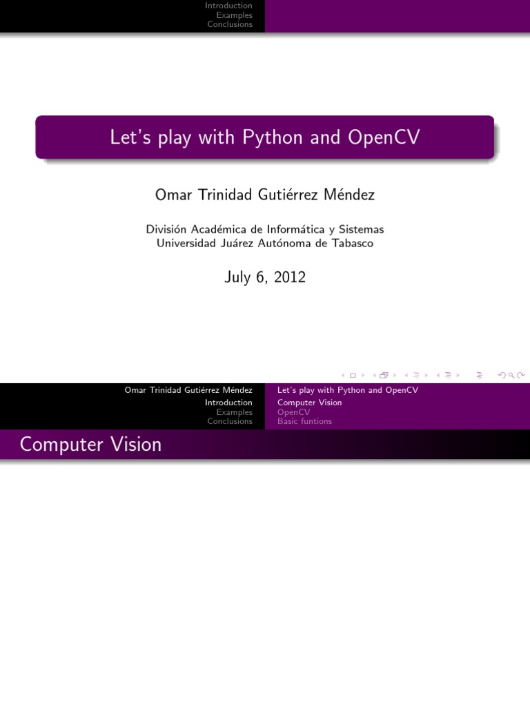 Let'S Play With Python and Opencv: Omar Trinidad Guti Errez M Endez | PDF | Operating System | Linux