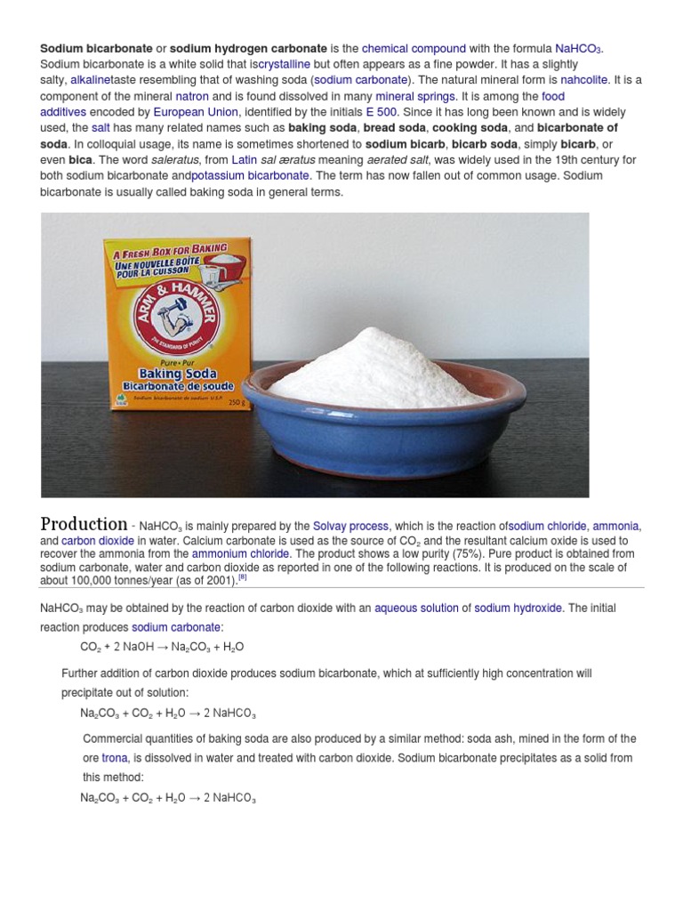 Sodium Bicarbonate: Production & Uses | PDF