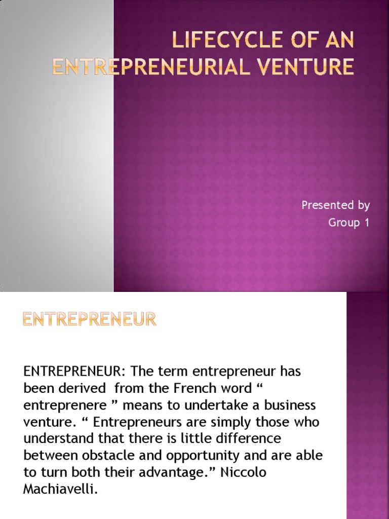 Lifecycle of An Entrepreneurial Venture | PDF | Venture Capital ...