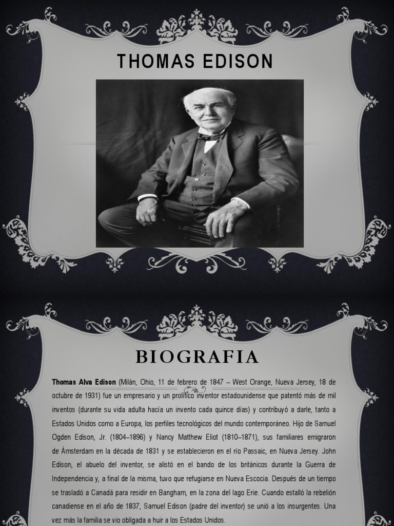 Biografía de Thomas Edison para Niños | PDF | Thomas Edison | Física
