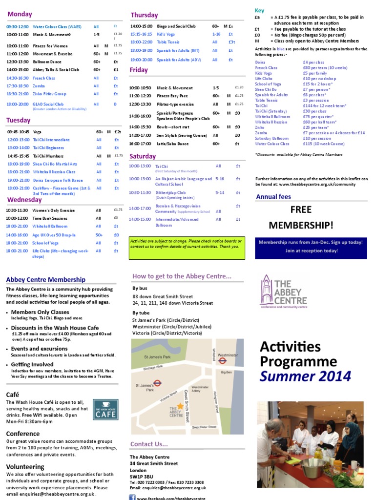 Community Activity Leaflet (2014 Summer) | PDF | Westminster | Coffeehouse