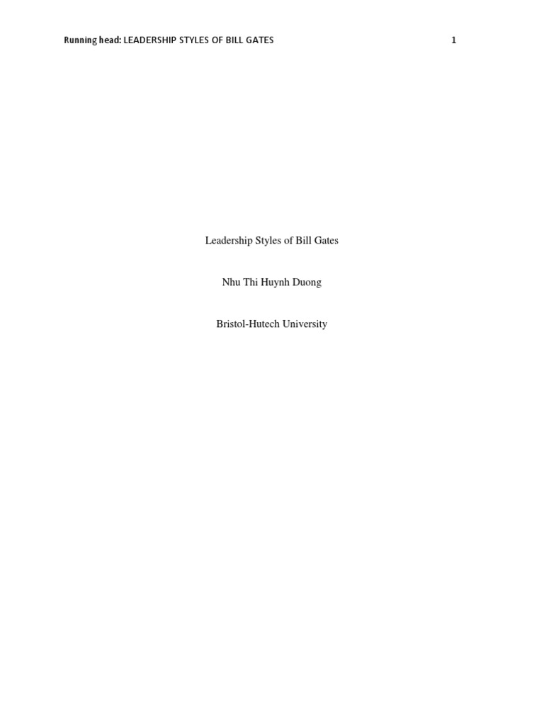 Leadership Styles of Bill Gates | PDF | Leadership | Psychology