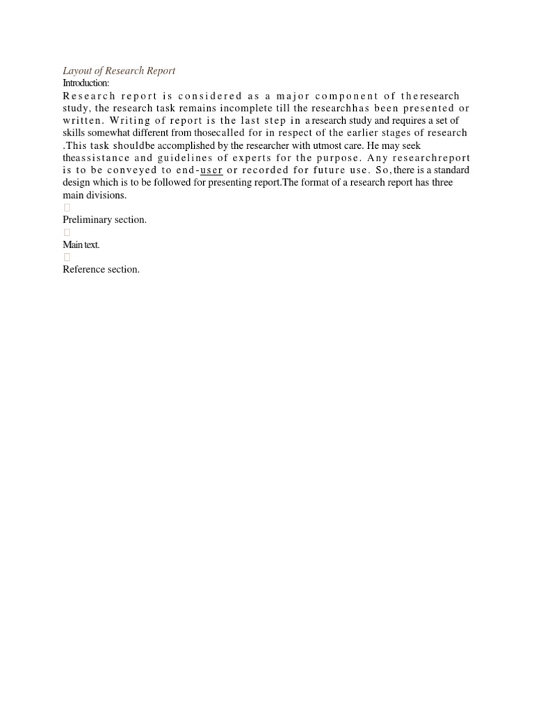 Layout of Research Report | PDF