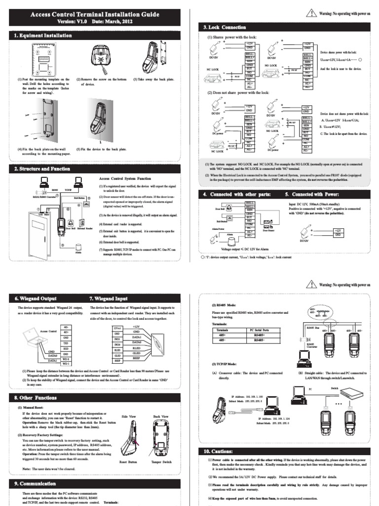 Access Control Terminal Installation Guide | PDF | Access Control | Switch