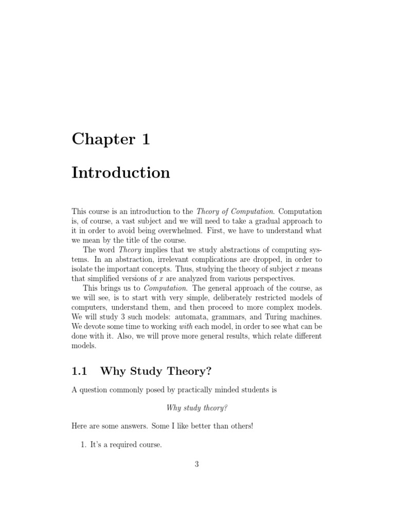 1.1 Why Study Theory? | PDF | Automata Theory | Theory Of Computation