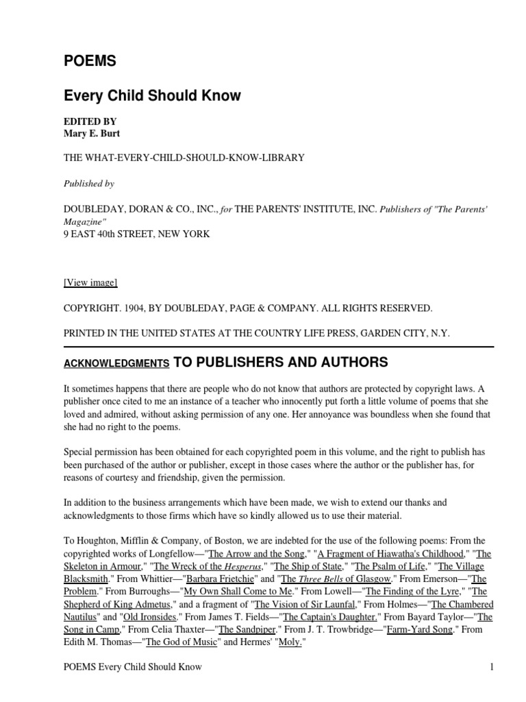 Poems Every Child Should KnowThe What-Every-Child-Should-Know-Library ...