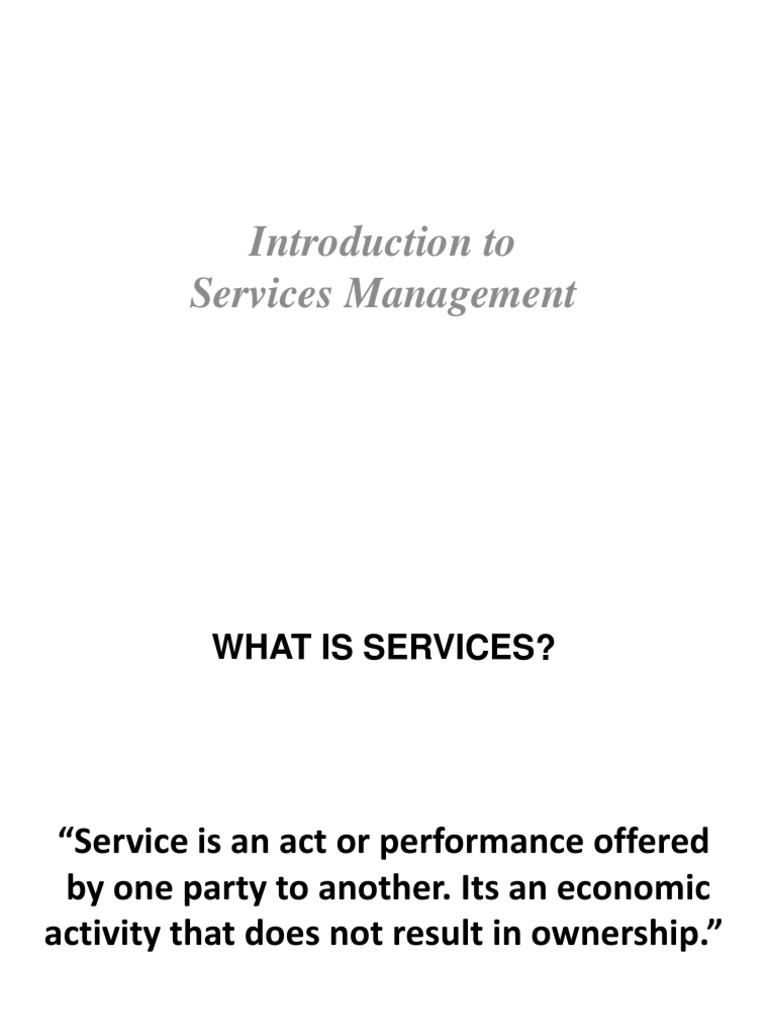 Introduction To Services Management | PDF | Marketing | Employment