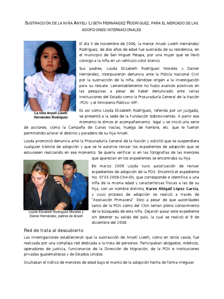 Caso Anyelí Hernández Rodríguez | PDF | Adopción | Guatemala