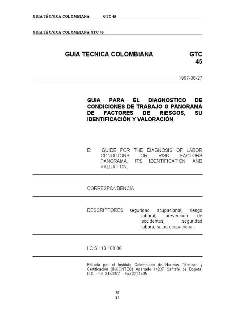 Guía Técnica GTC 45: Diagnóstico de Riesgos | PDF | Salud y bienestar ...