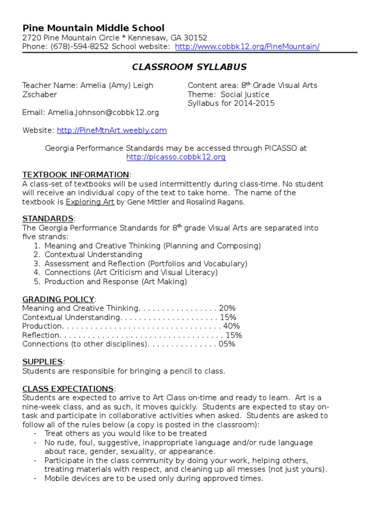 8th Grade Syllabus | PDF